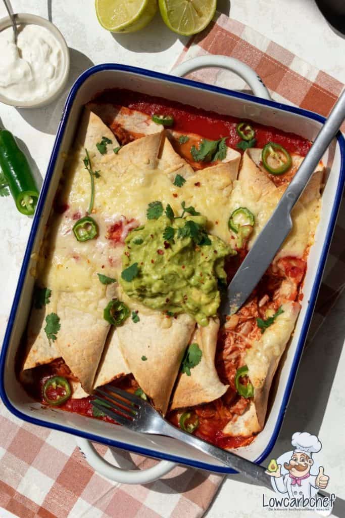 Mexicaanse enchiladas met kip - Lowcarbchef.nl