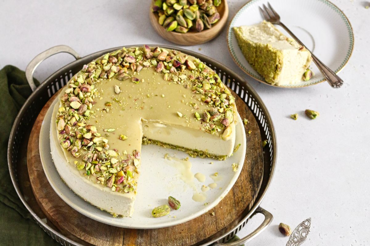 Koolhydraatarme pistache cheesecake - Lowcarbchef.nl