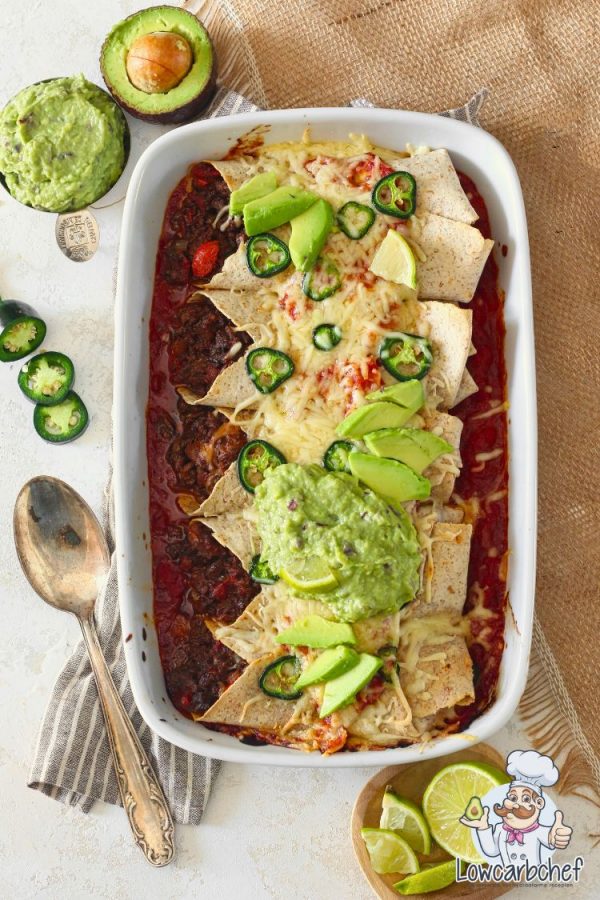 Koolhydraatarme enchiladas met gehakt - Lowcarbchef.nl